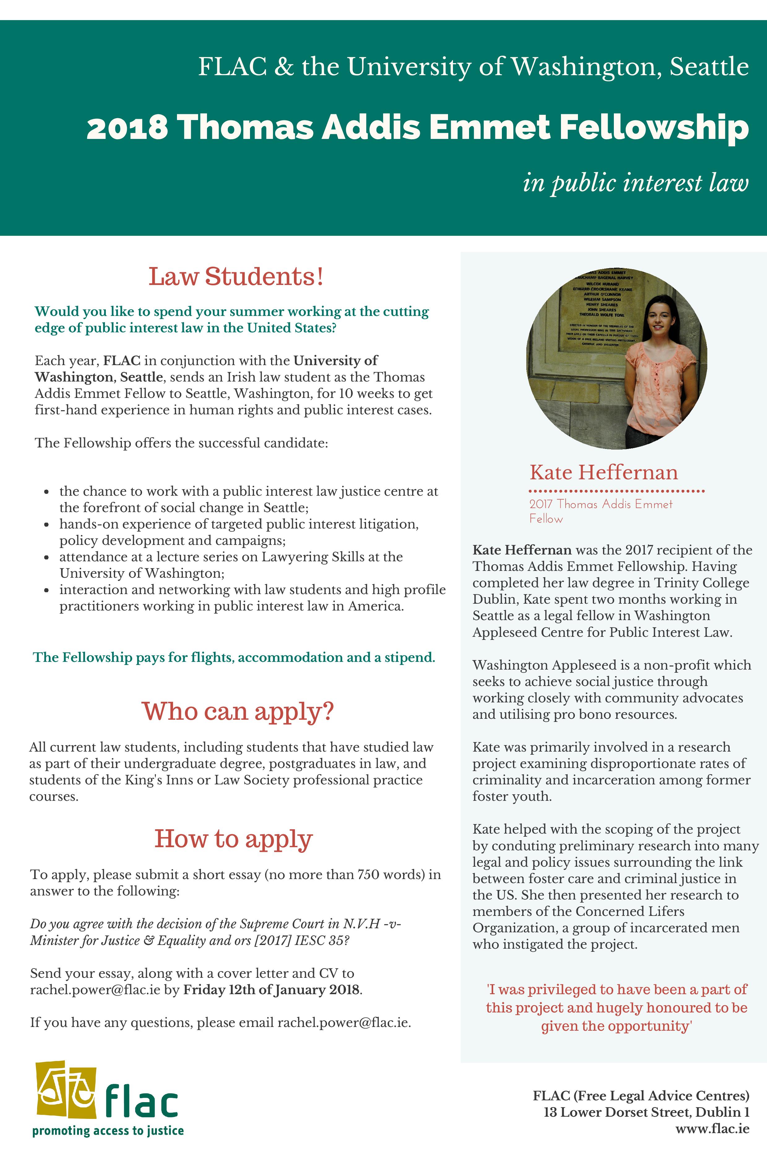 FLAC Public Interest Law Fellowship 2018 – Liam Thornton